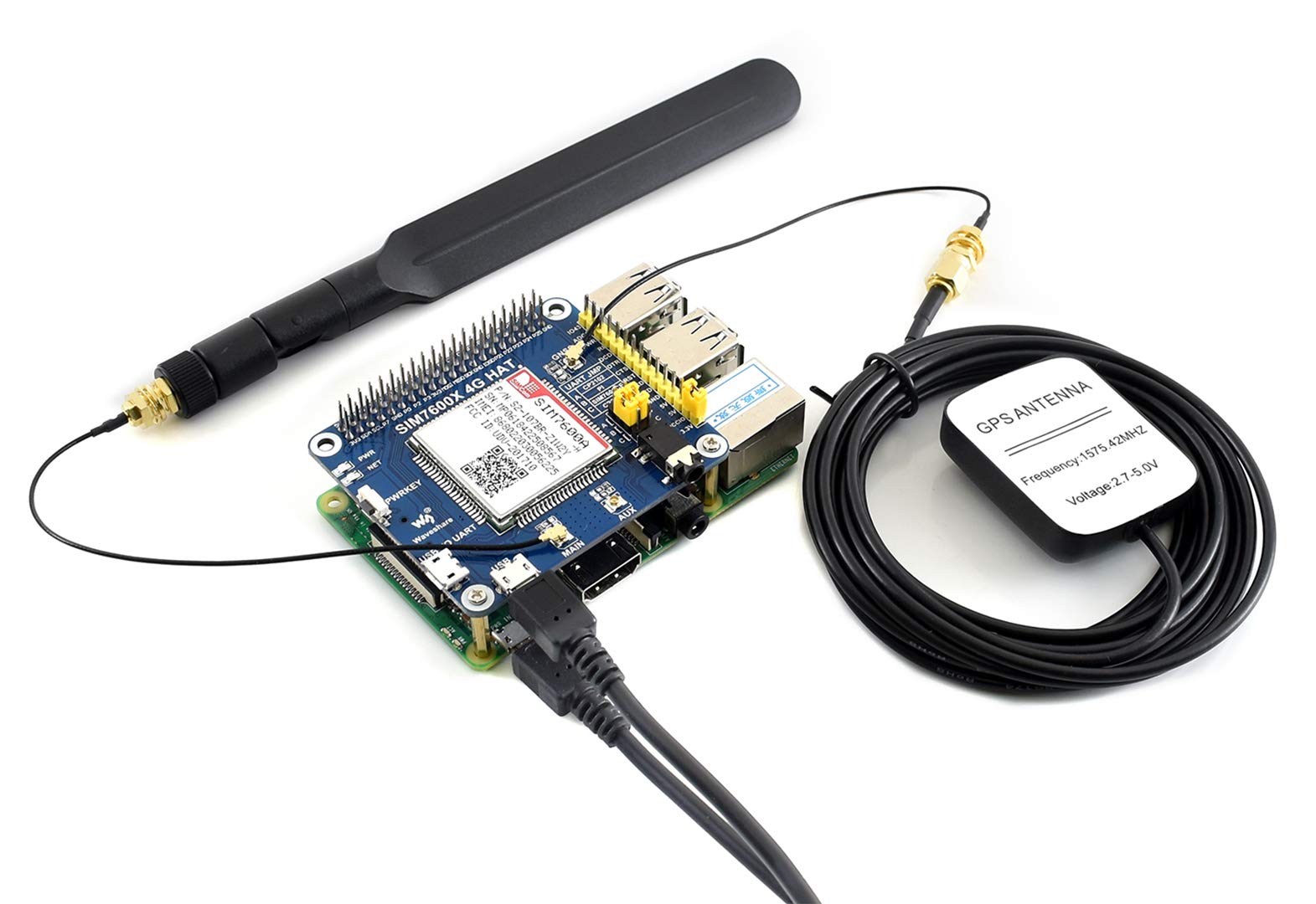 waveshare 4G/3G/GNSS HAT for Raspberry Pi 4B/3B+/3B/2B/Zero/Zero W/Zero ...
