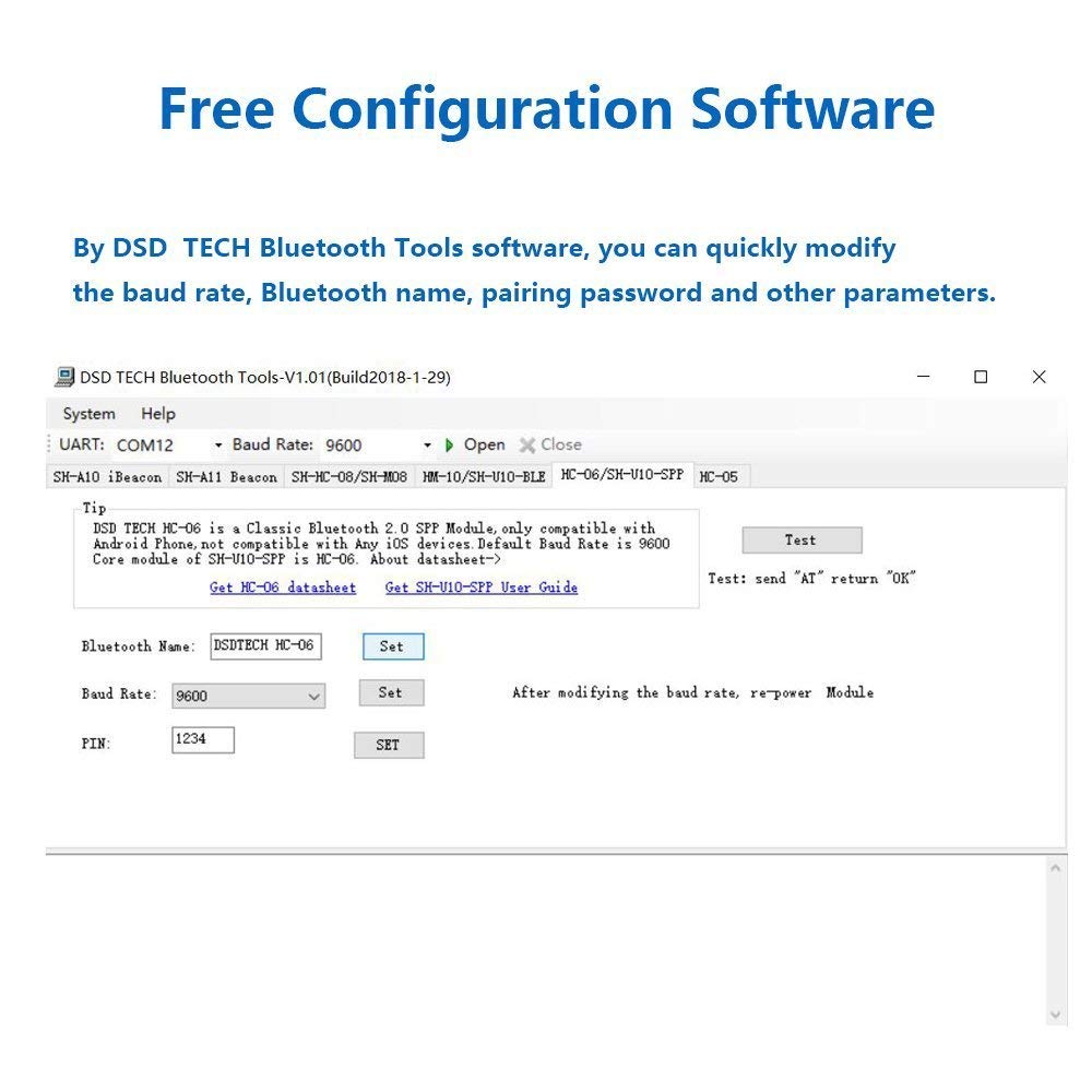 HiLetgo 2pcs HC-06 RS232 4 Pin Wireless Bluetooth Serial RF Transceiver Module Bi-Directional ...