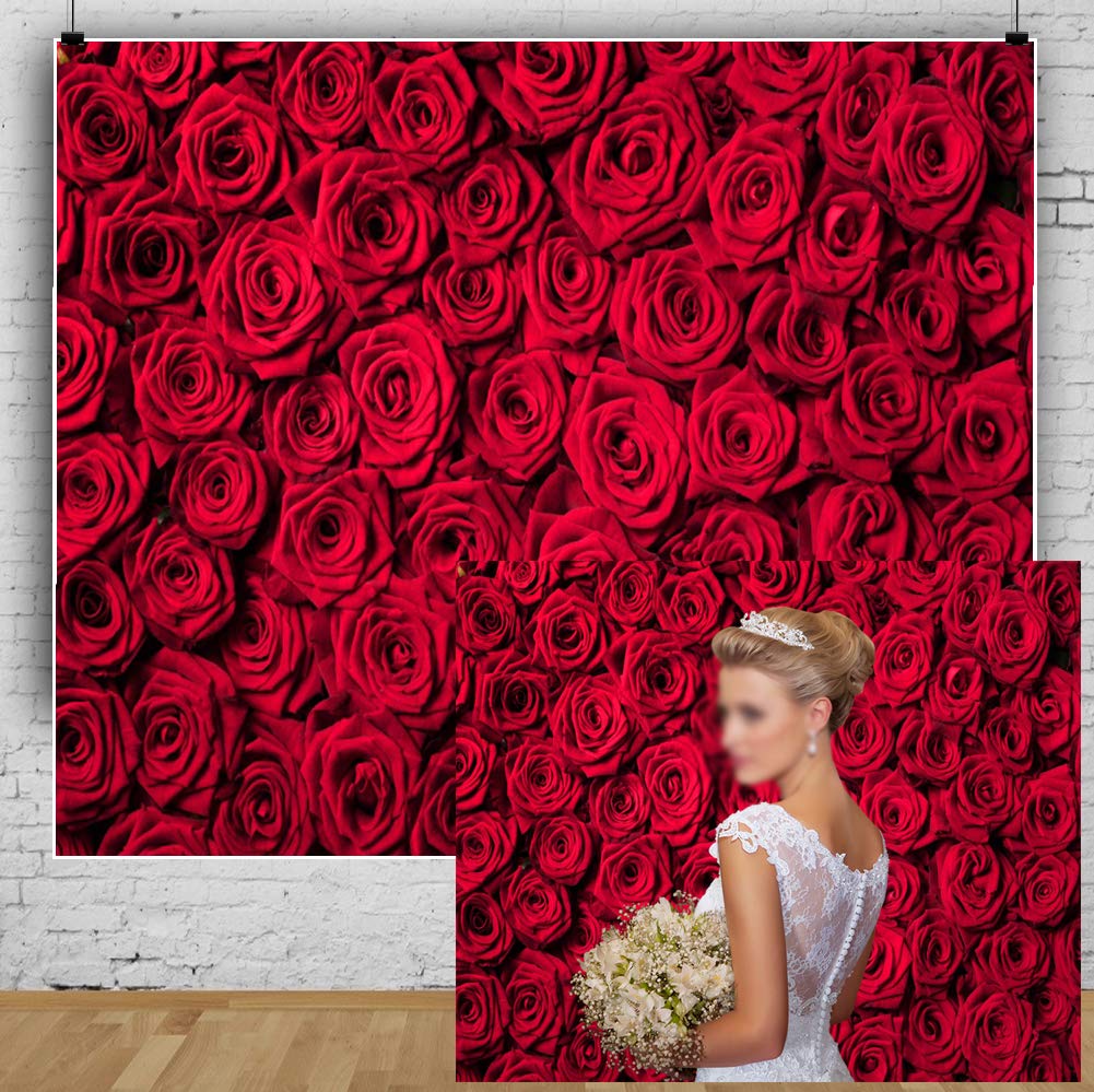 Laeacco 10x8ft Red Rose Backdrop Flowers Rose Wall Background ...