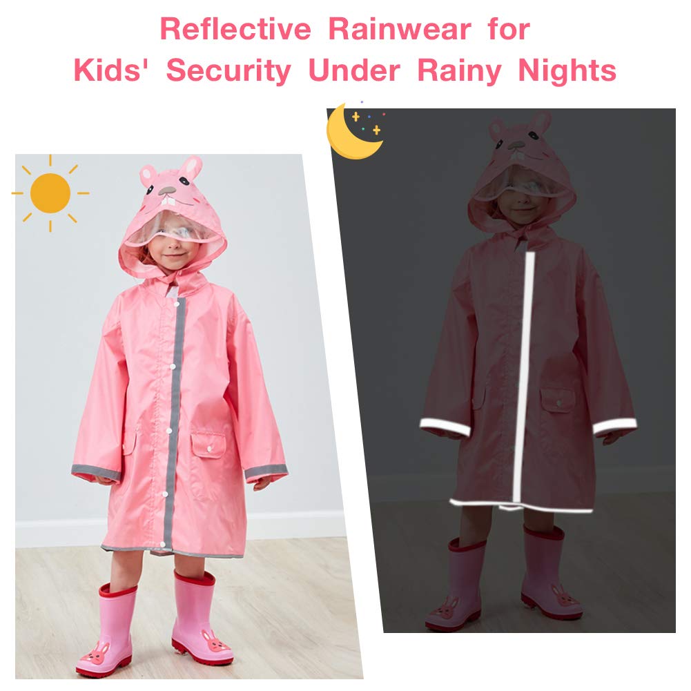 SSAWcasa Kids Rain Wear,3D Cartoon Children Toddler Raincoat Jacket Poncho for Boy Girl (M, Pink ...