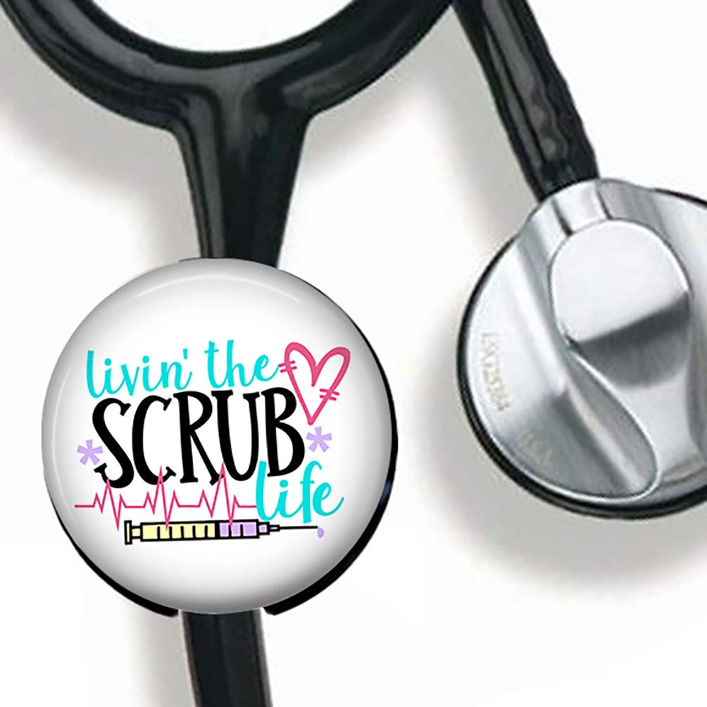 Livin' The Scrub Life Stethoscope Tag Personalized,Nurse Doctor ...