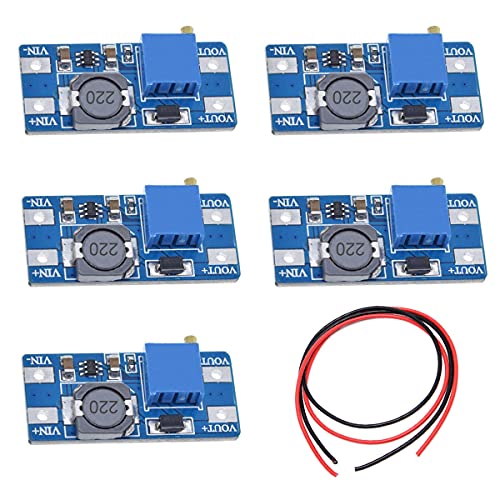 DAOKI 5 Pcs DC-DC Boost Converter MT3608 2V-24V to 5V-28V 2A Adjustable ...