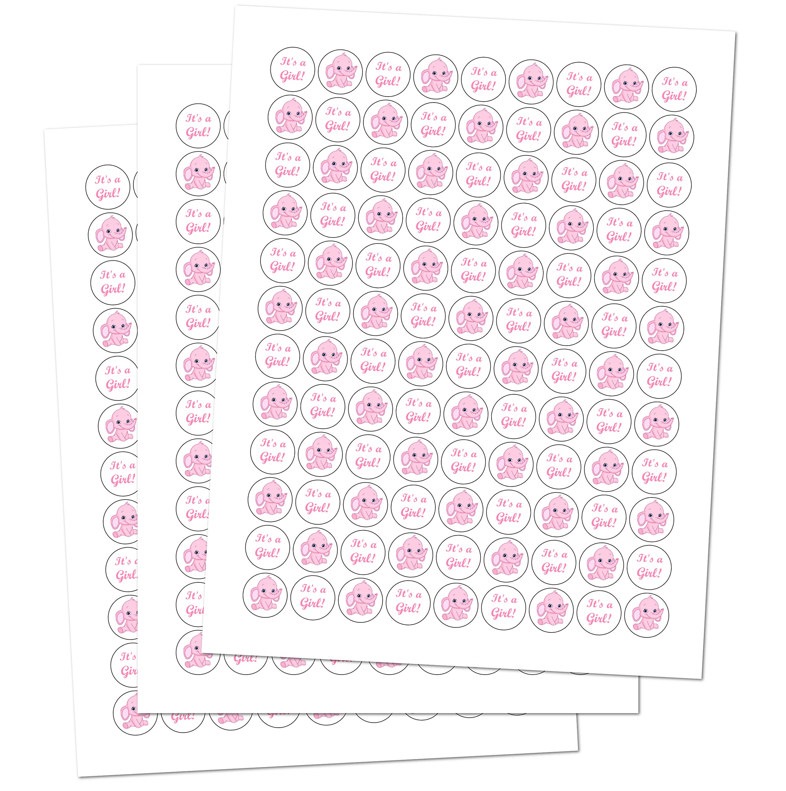 324 Elephants Pink Girl Baby Shower Favors Stickers for Baby Shower Or ...