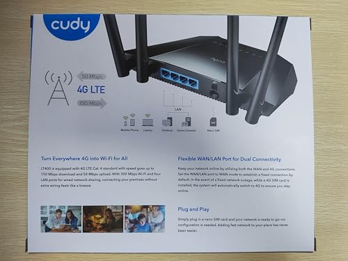 Cudy N300 WiFi Unlocked 4G LTE Modem Router with SIM Card Slot, 300Mbps ...