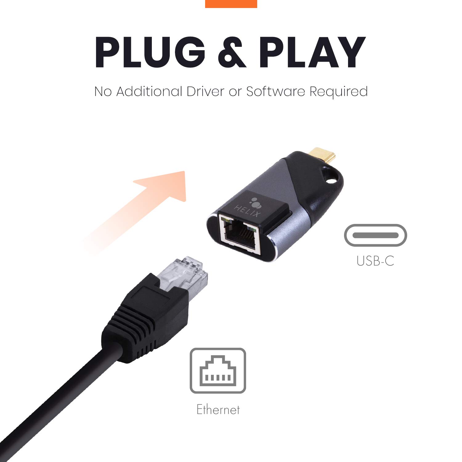 Helix USB Connect USB-C to Ethernet Adapter, 1GBPS Connection Speed ...