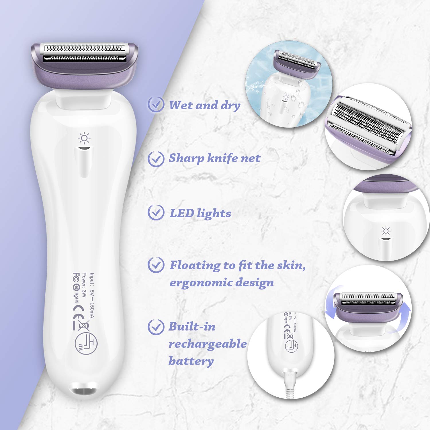 ISTON Electric Razor for Women, Rechargeable Wet and Dry Painless ...