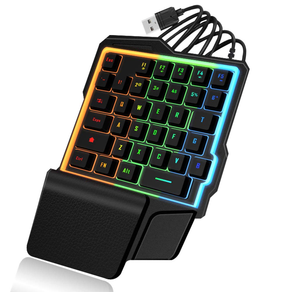One-Handed Gaming Keyboard RGB Backlit 35 Keys Single Portable Mini ...