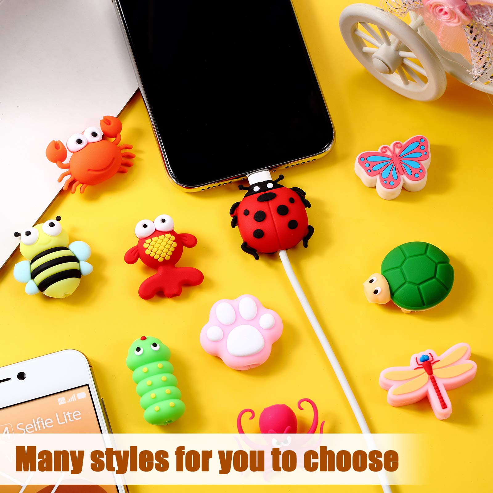 21 Pieces Cute Animal Cable Protector Charging Cable Protectors for USB ...