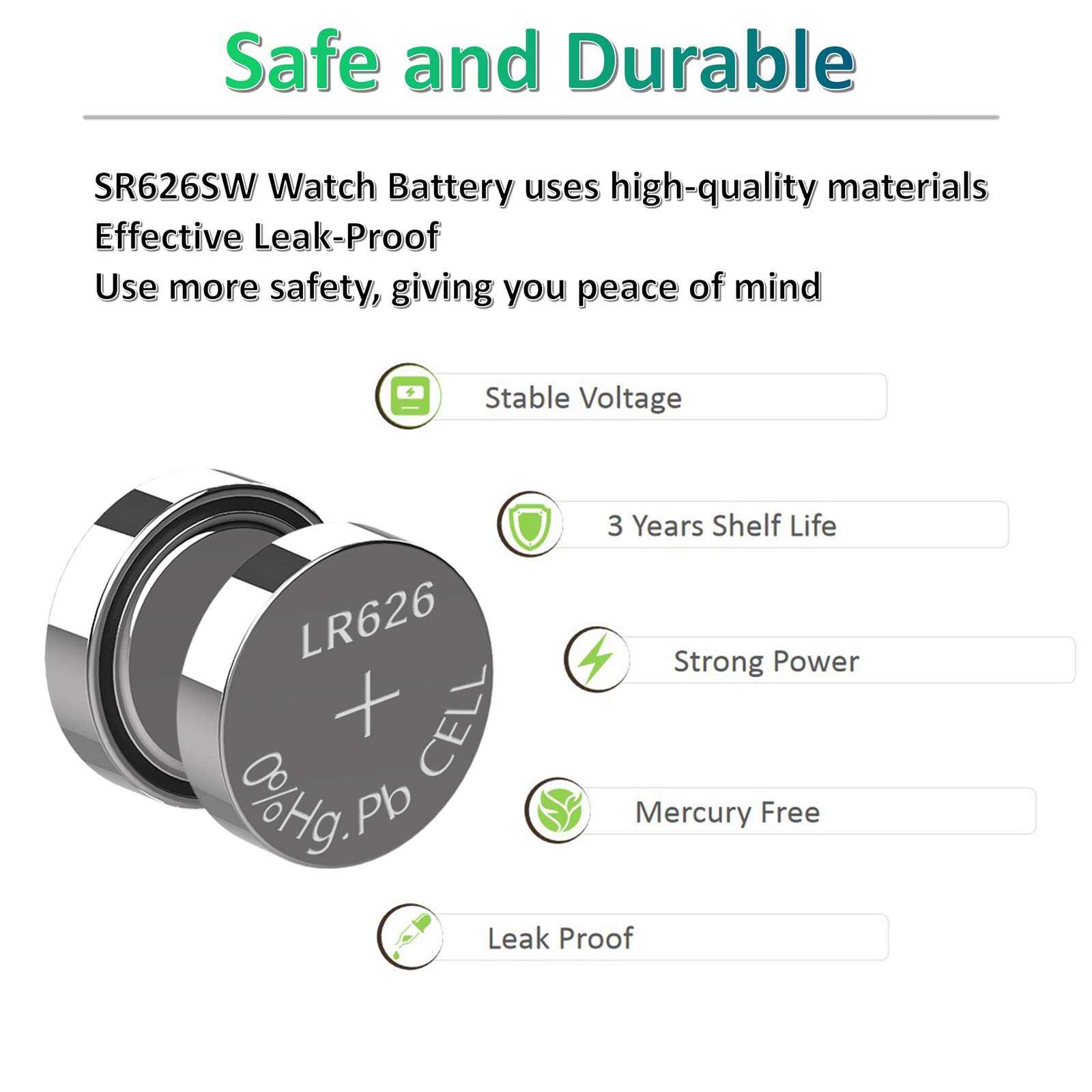 KaPonsec 10 Pack SR626SW AG4 Equivalent 377S 377 LR626 1.5V Button Cell ...