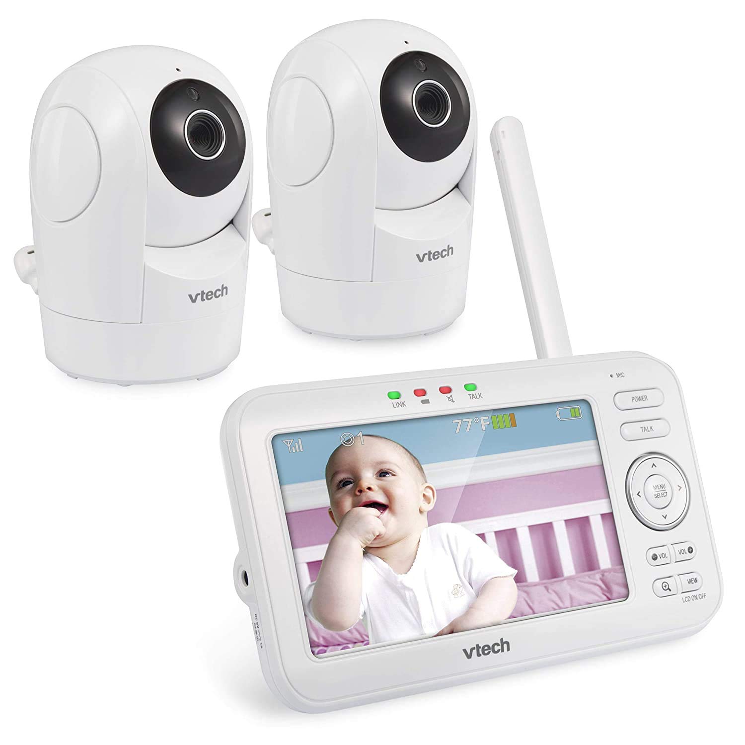 VTech VM5262-2 5" Digital Video Baby Monitor with 2 Pan & Tilt Cameras ...