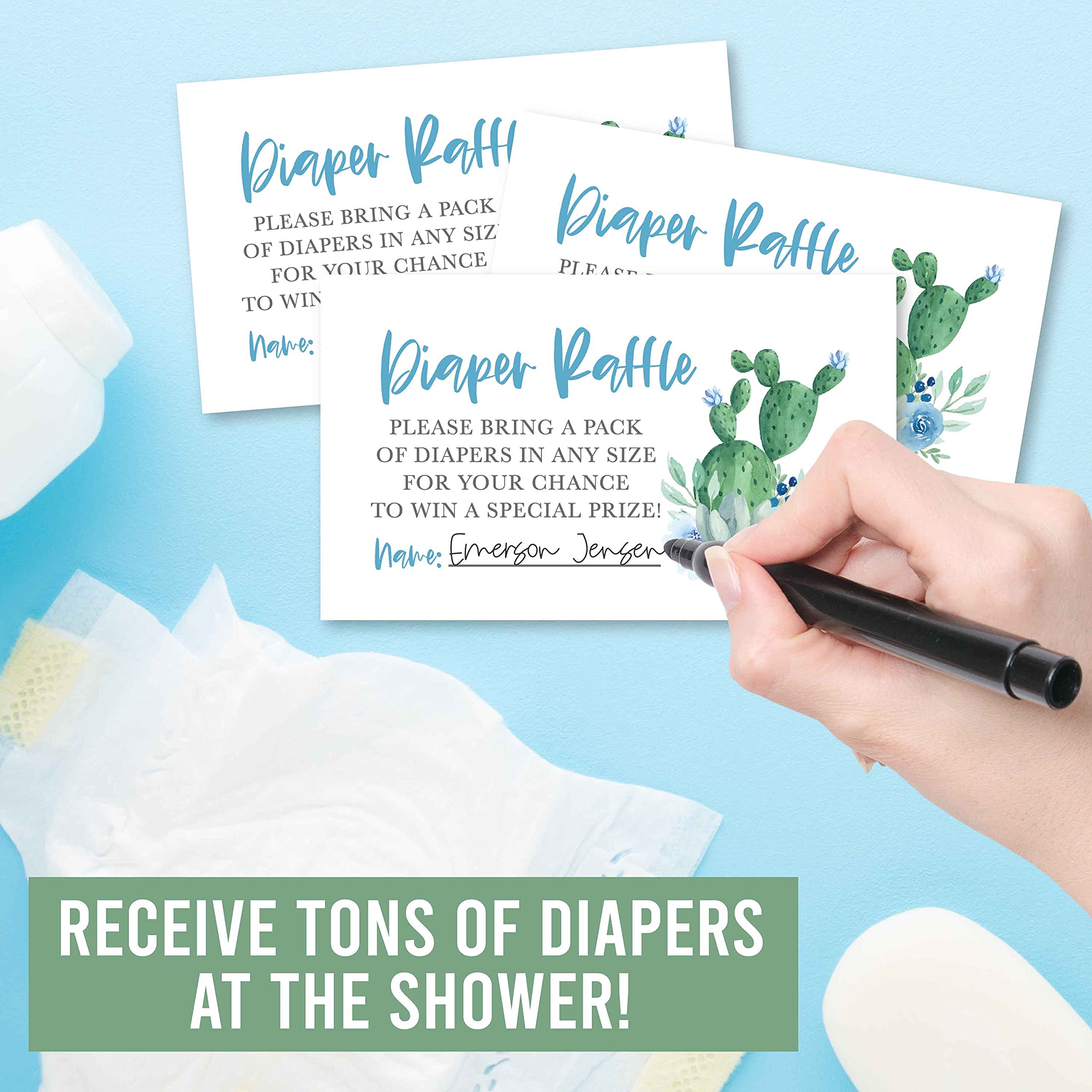 25 Baby Shower Diaper Raffle Tickets For Baby Shower Boy - Cactus Baby ...