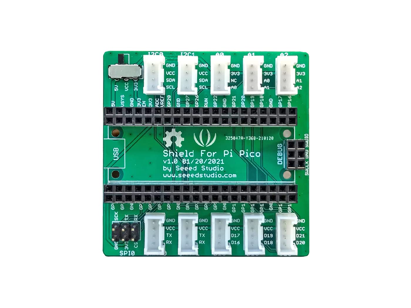 Grove Shield for Pi Pico v1.0,is a Plug-and-Play Shield for Raspberry Pi Pico,with 2 × I2C, 2 × ...