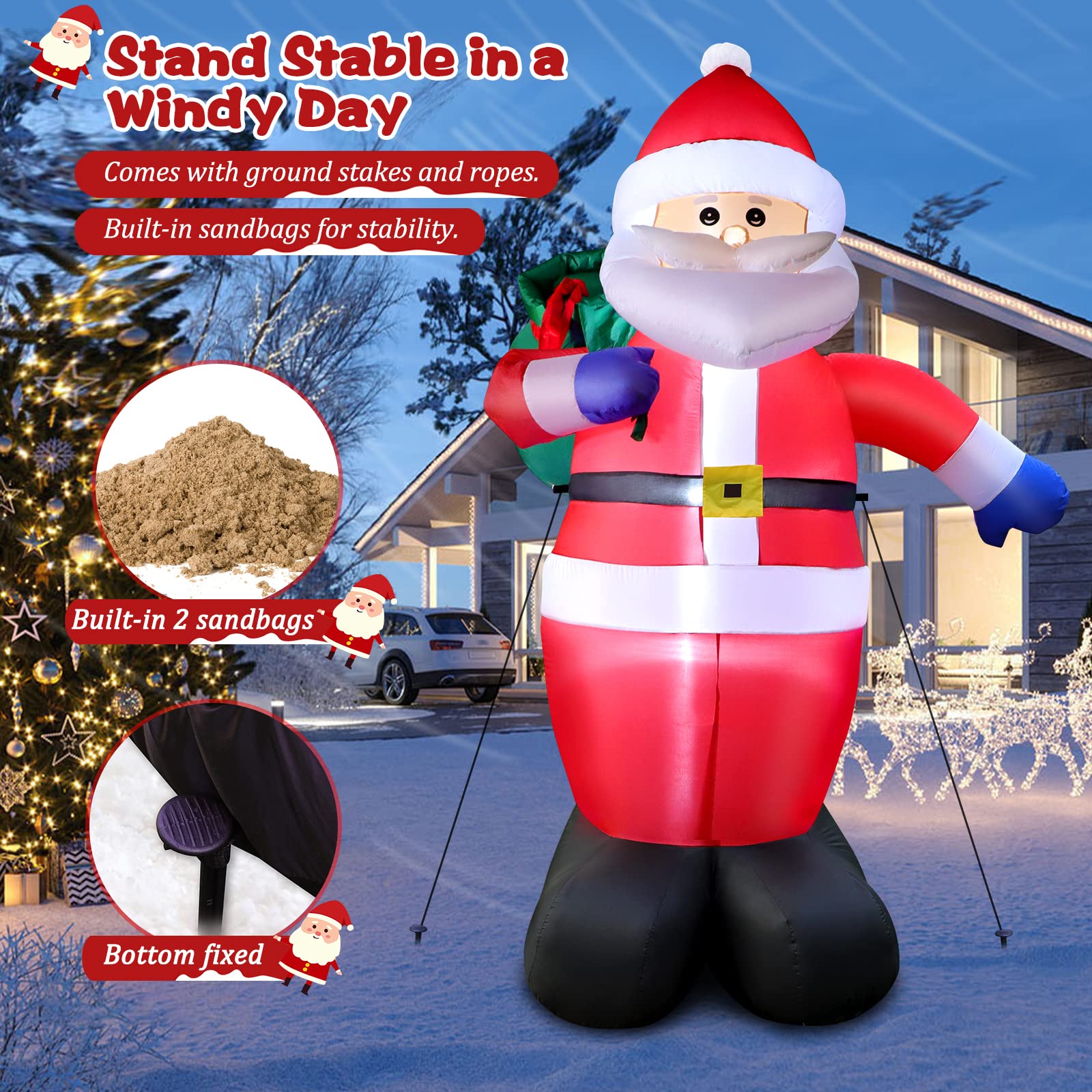 8 FT Christmas Inflatable Santa Claus Outdoor Decorations, Blow Up ...