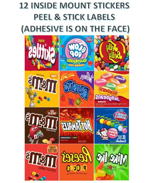 Candy Vending Machine Labels Stickers Inside Mount Peel & Stick (12 ...