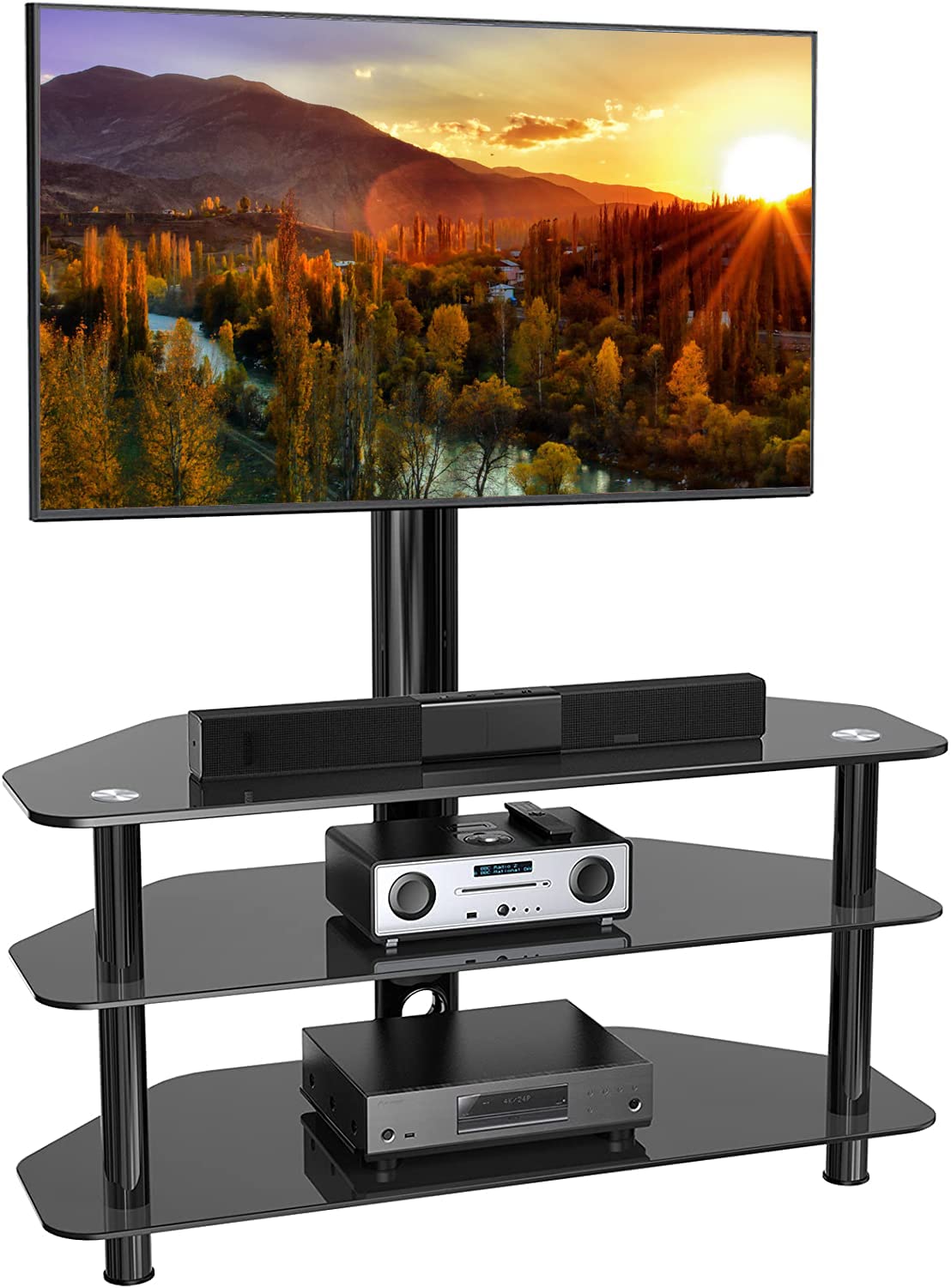 Swivel Corner Floor TV Stand with Mount for 32 37 43 47 50 55 60 65 ...