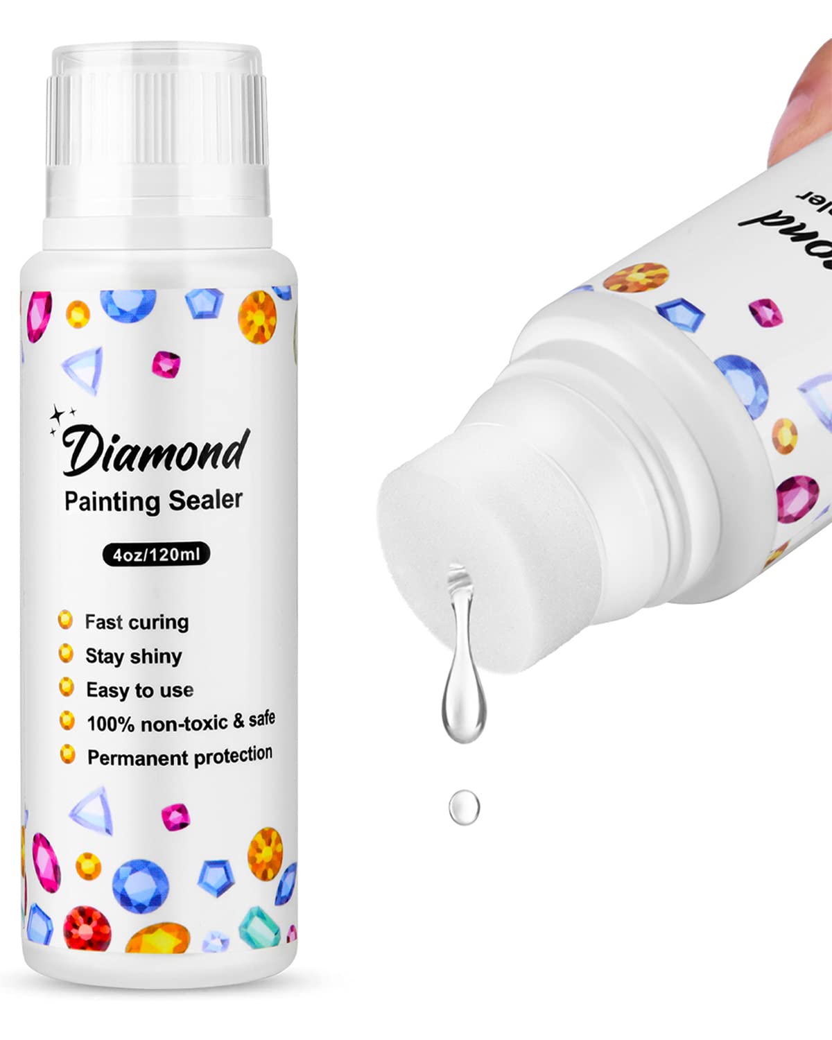 Diamond Painting Sealer 120ML, 5D Diamond Painting Glue for Permanent Hold & Shine Effect (4 OZ ...