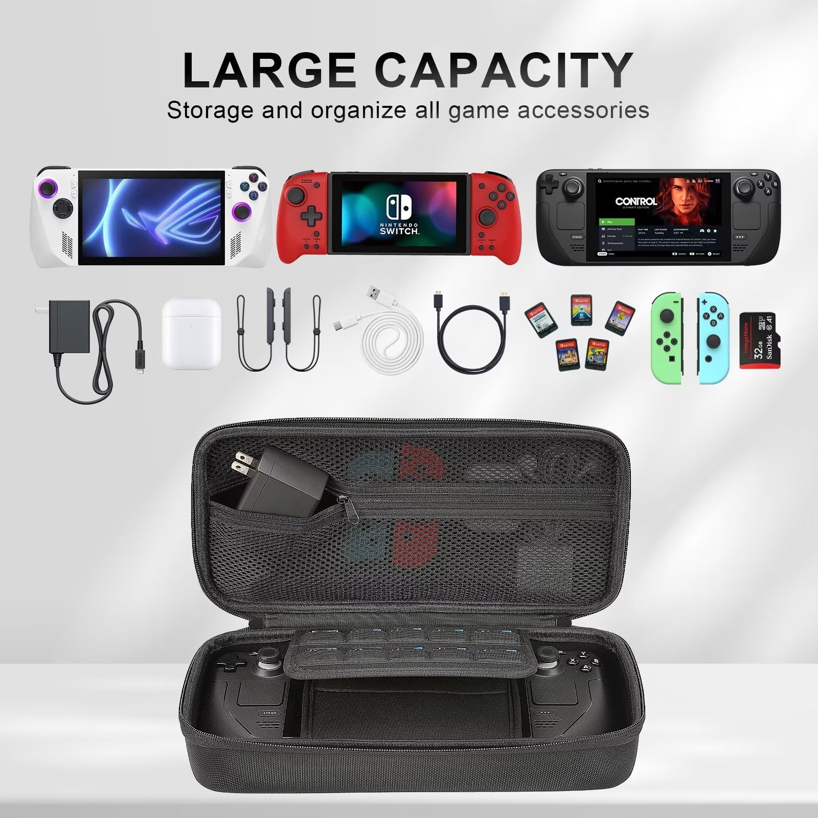Gepicest Carrying Case for Steam Deck Rog Ally Switch Oled Hori Split ...