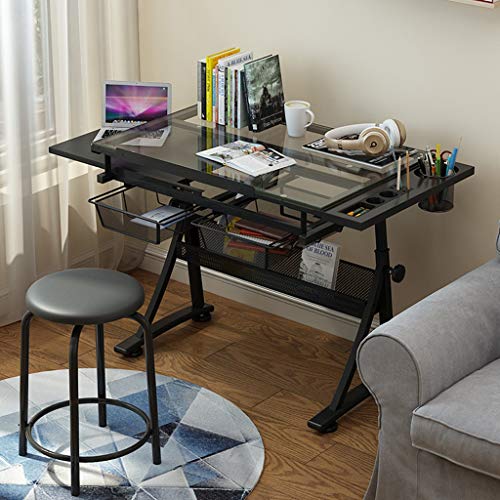 VejiA Drafting Table with Storage, Height Adjustable Tiltable Art Desk ...