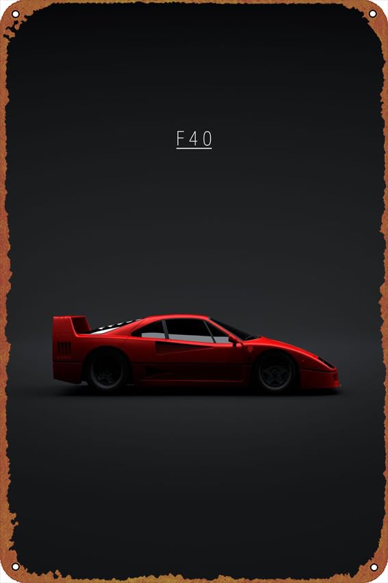 1987 Ferrari F40 Sports posters Metal Sign Tin Metal Retro Wall Decor ...