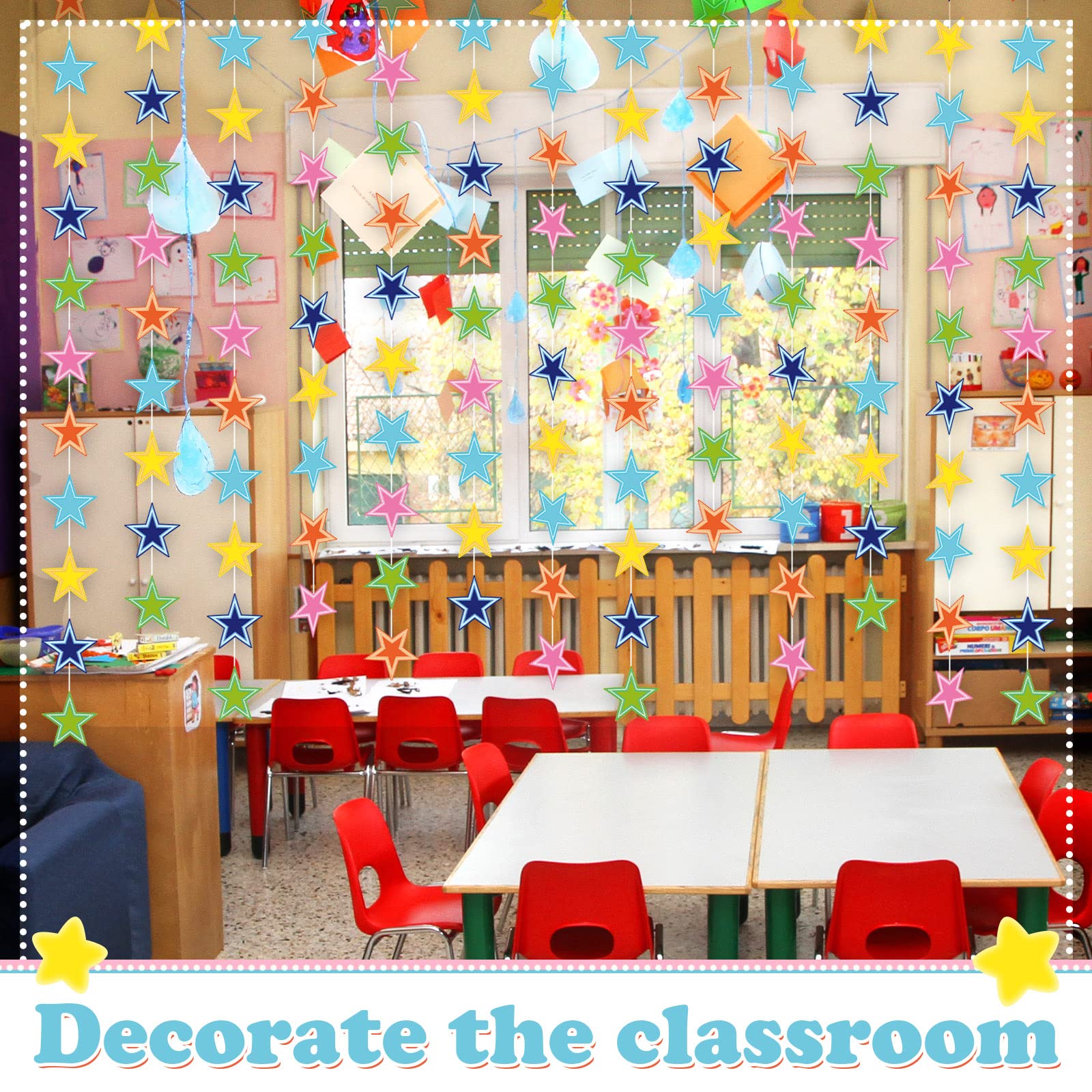 Geosar 90 Pieces Neon Stars Cut Outs Bulletin Board Cutouts Back to ...
