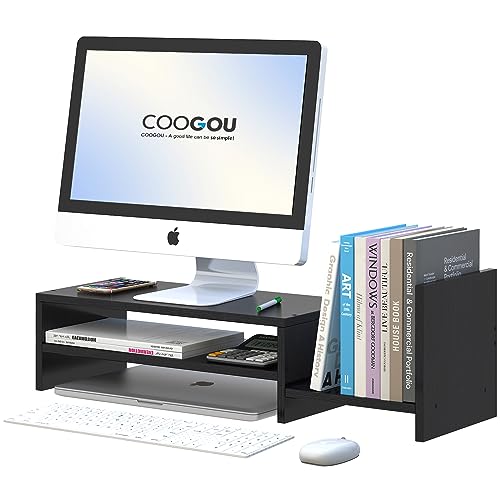 COOGOU Desk Computer Monitor Risers with Storage,Small Desktop Monitor ...