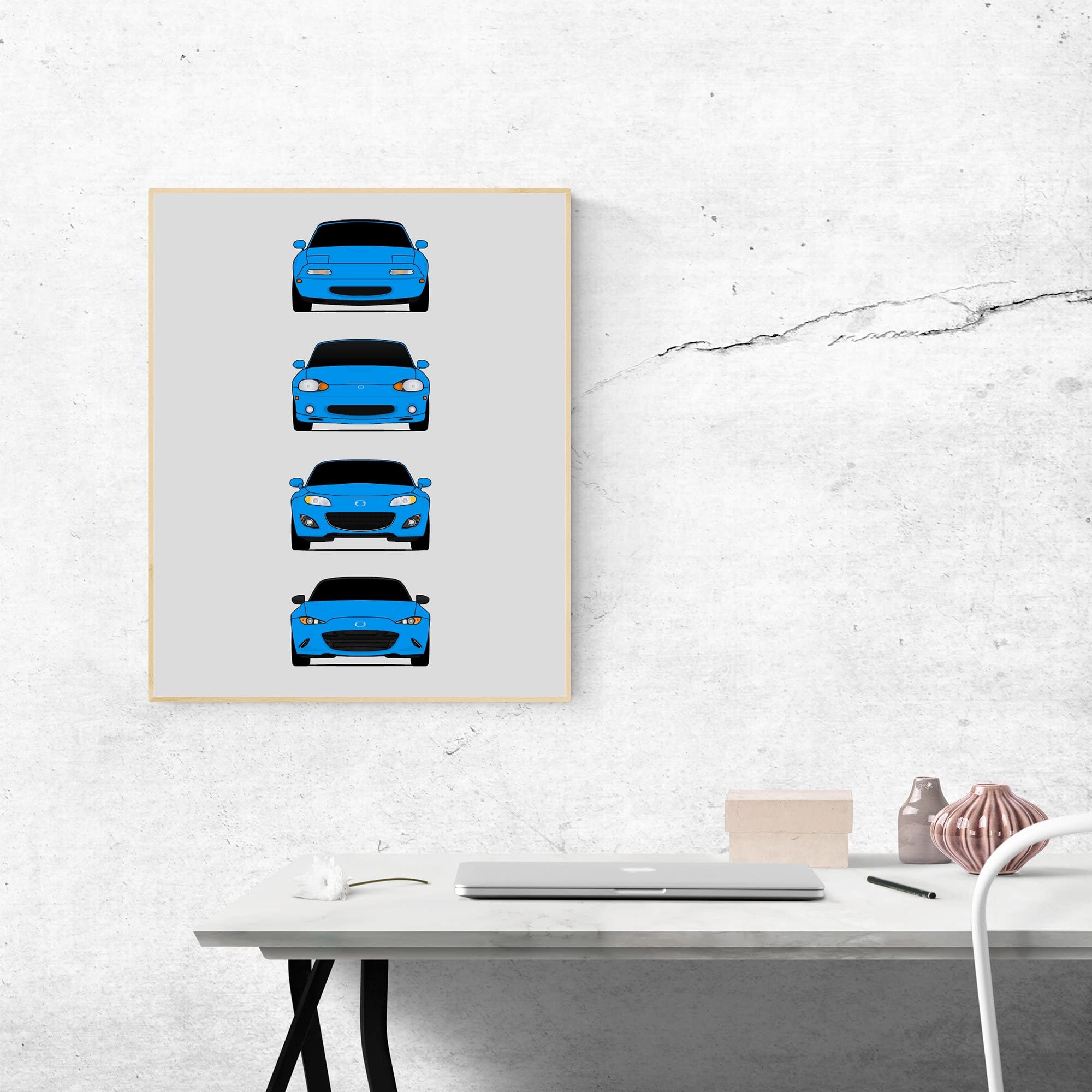 Custom Car Posters History of Mazda Miata MX-5 Generations and Handmade ...