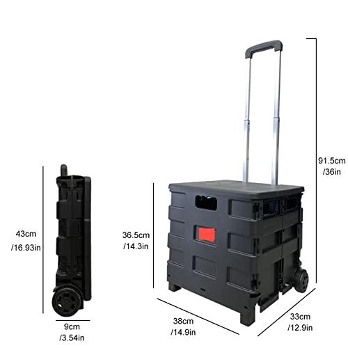 MUZIZY Utility carts Mobile Folding Cart 2 Wheels Climbing Retractable ...