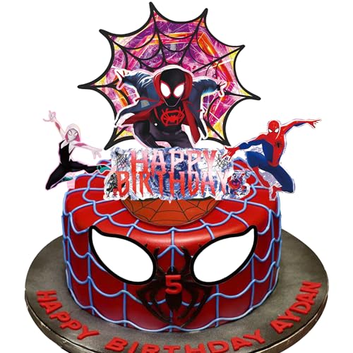 7 Pcs Spider Cake Topper Set, Hero Cake Decorations, Man Theme Birthday ...