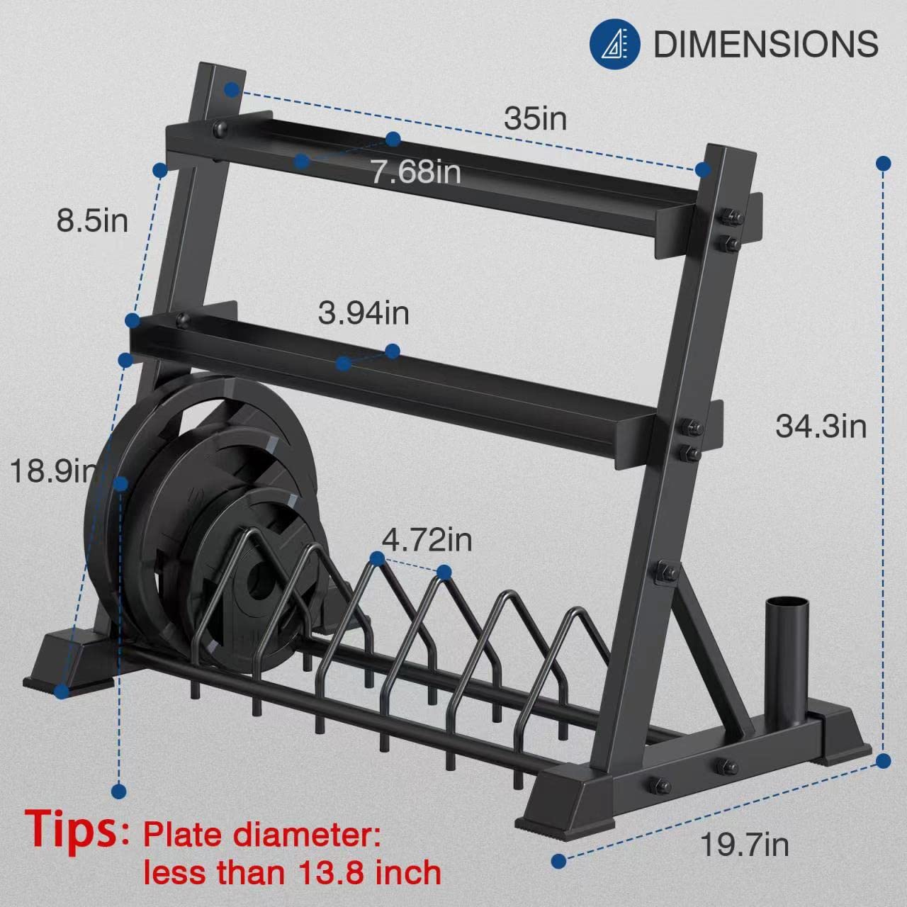 3-Tier Dumbbell Rack Weight Storage Organizer for Home Gym, Fit for ...