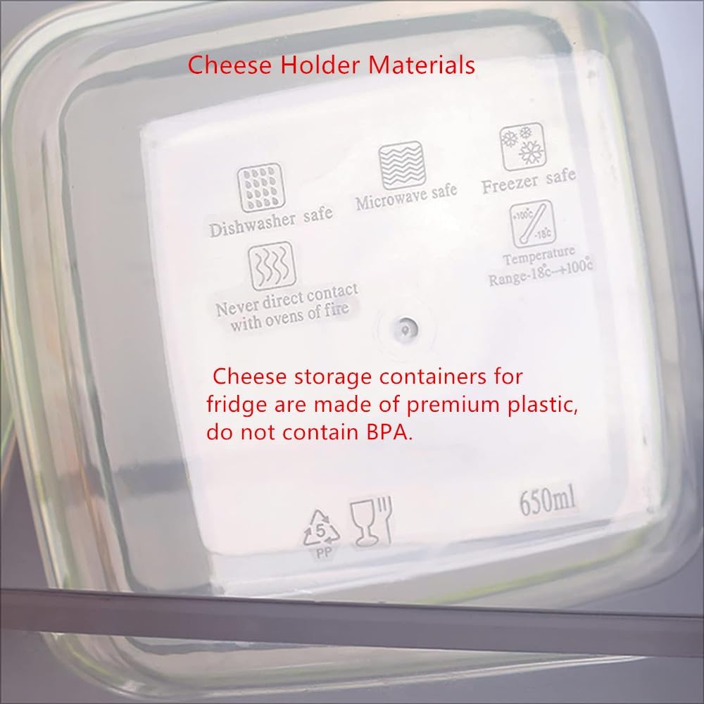 Morixkifu 4Pcs Sliced Cheese Container for Fridge, 650ml Plastic Clear ...