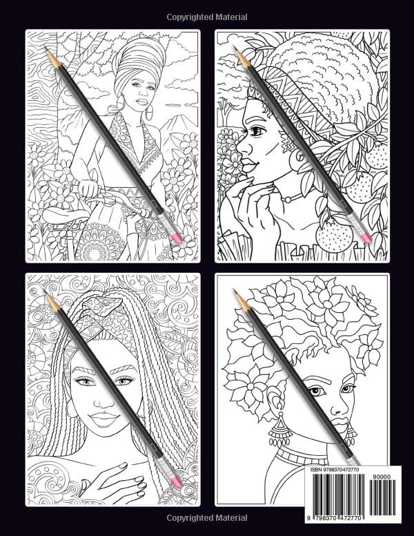 Black Beautiful Coloring Book: 30 Beautiful African American Women ...