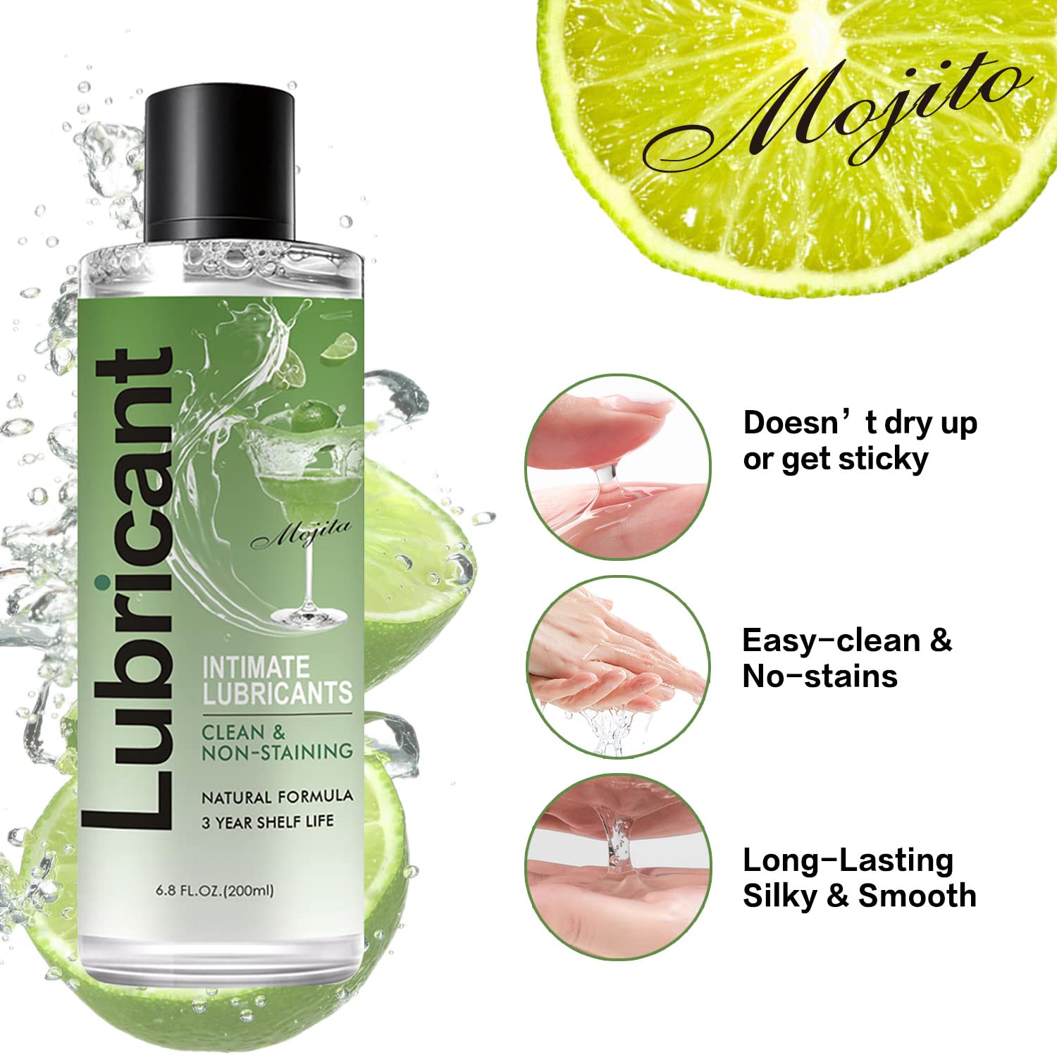 BED GAME No-Alcohol Water-Based Personal Lubricant, No Rinse Mojito ...