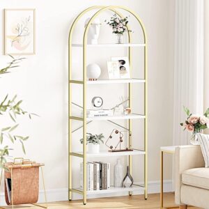 Bookshelf 5 Tier Bookcase Arched Display Racks Tall Standing ...