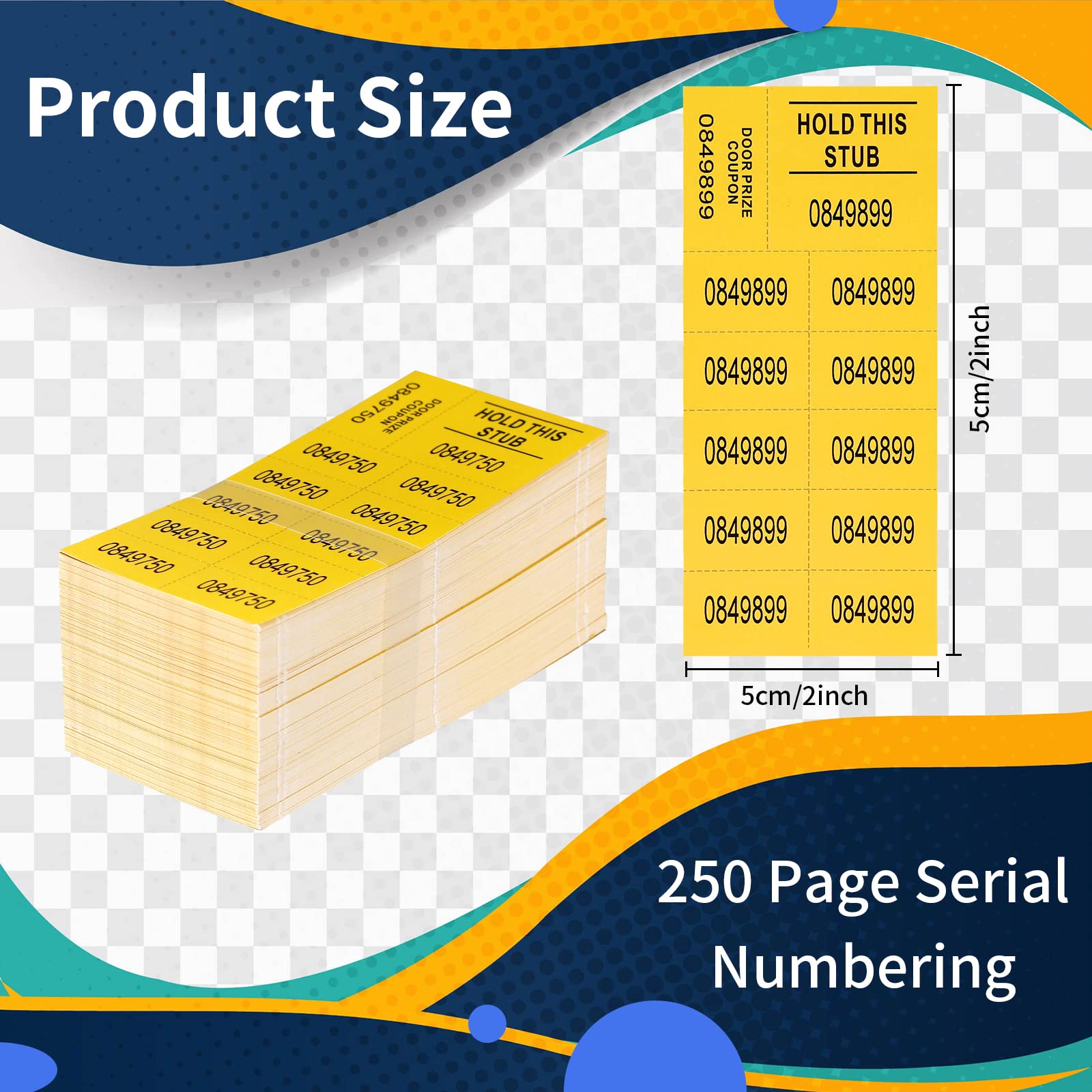 250 Sheet 10 Number Chinese Auction Ticket Sheets Yellow Serial ...