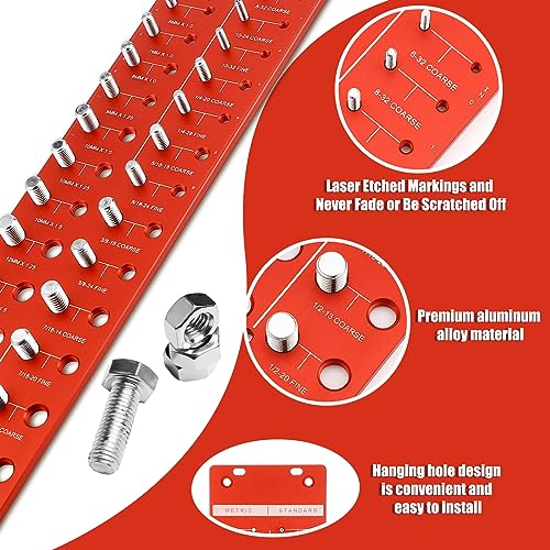 Retisee 28 Size 4'' x 20'' Bolt and Nut Identifier Gauge Nut Bolt Size ...