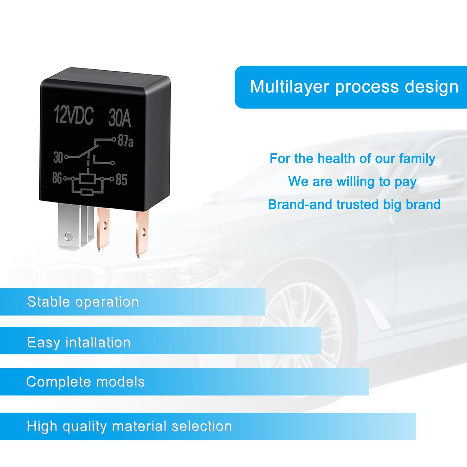 Yumfugu 4 PCS 5 Pin 12V Car Starter Relay, Multi-Purpose 30A Waterproof ...