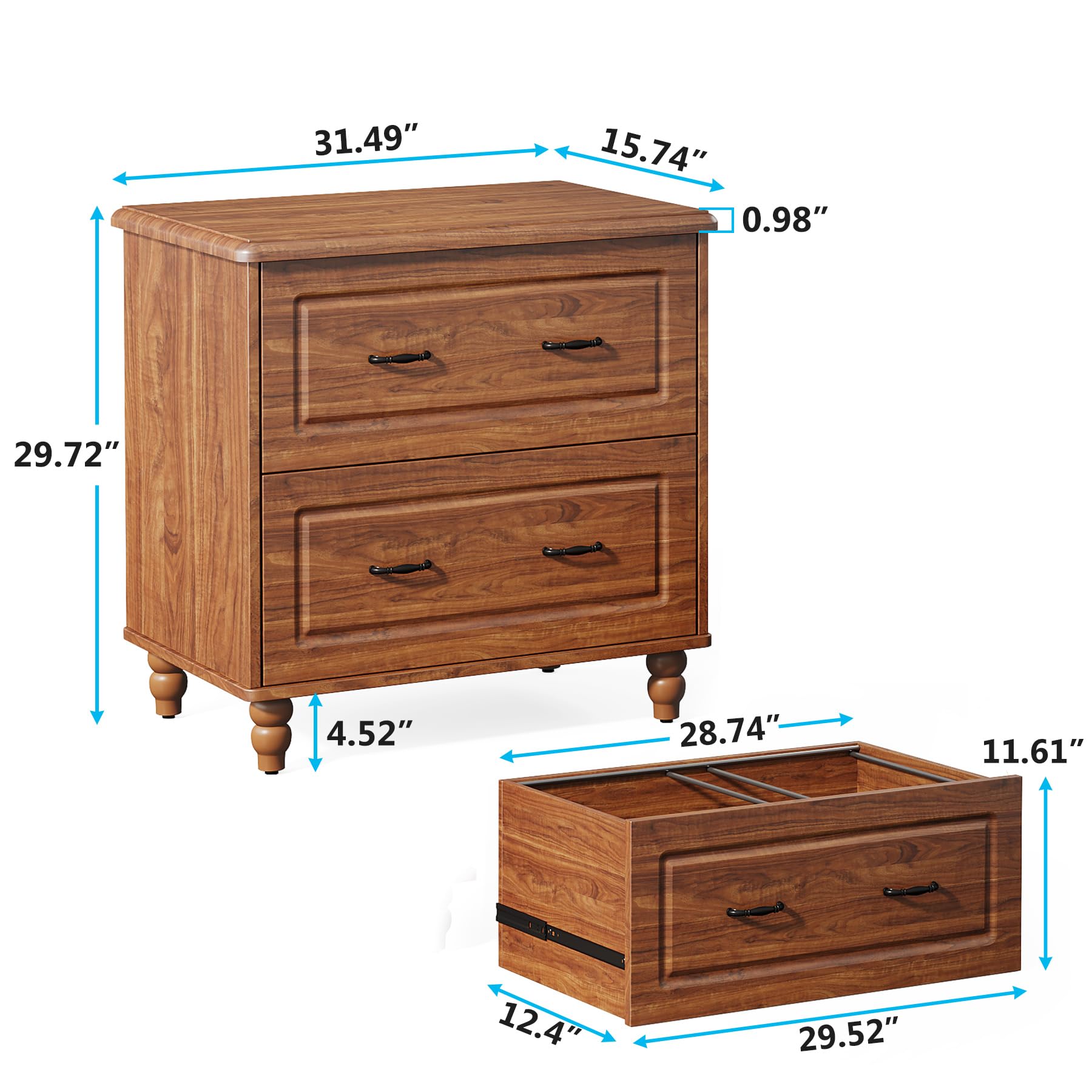 Tribesigns 2 Drawer Lateral Filing Cabinet, Wood Office File Cabinets ...