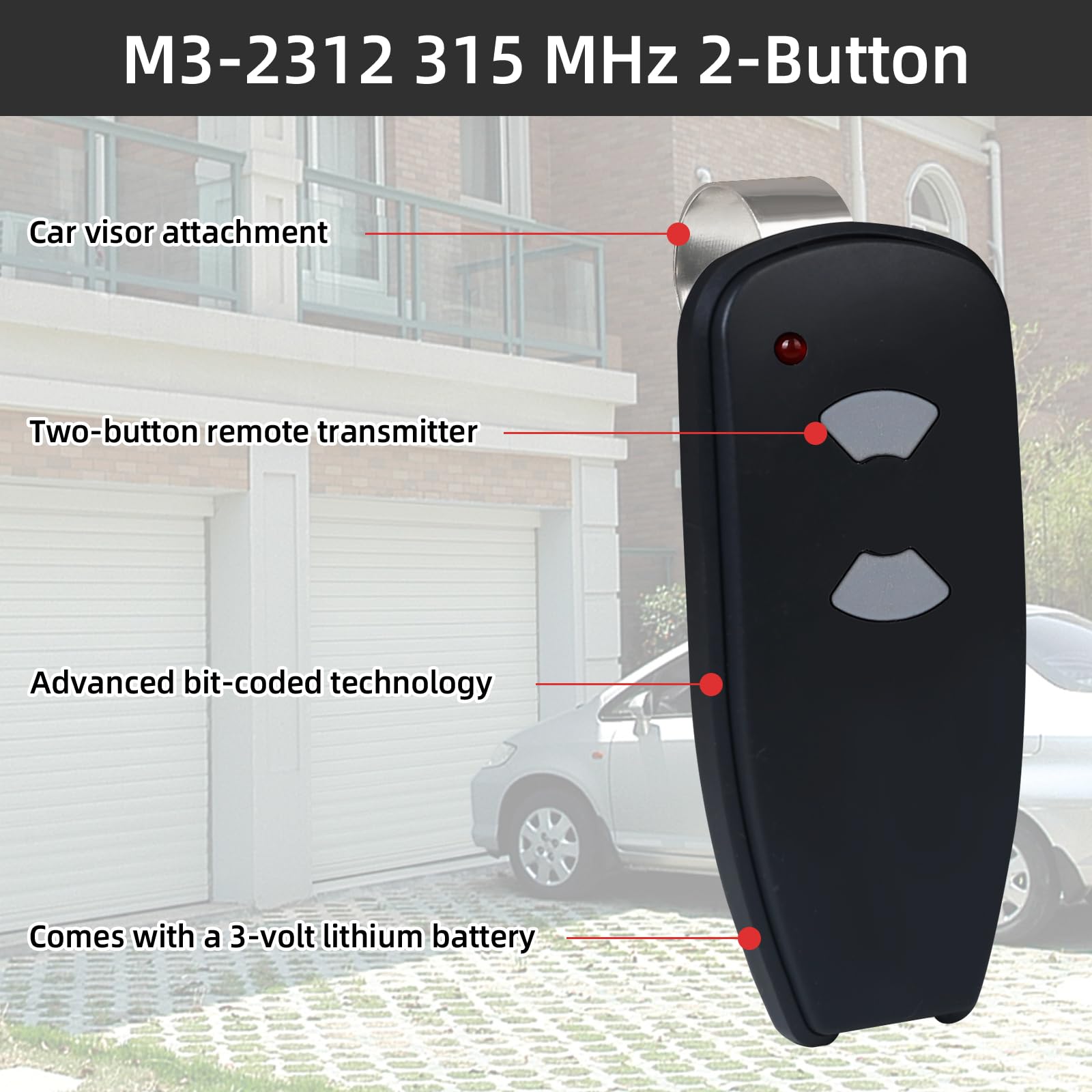 Upgraded M3-2312 Marantec Garage Door Remote 315MHz – 2-Button Digital ...