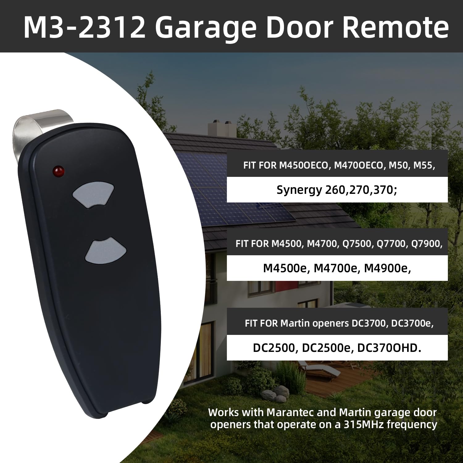 Upgraded M3-2312 Marantec Garage Door Remote 315MHz – 2-Button Digital ...