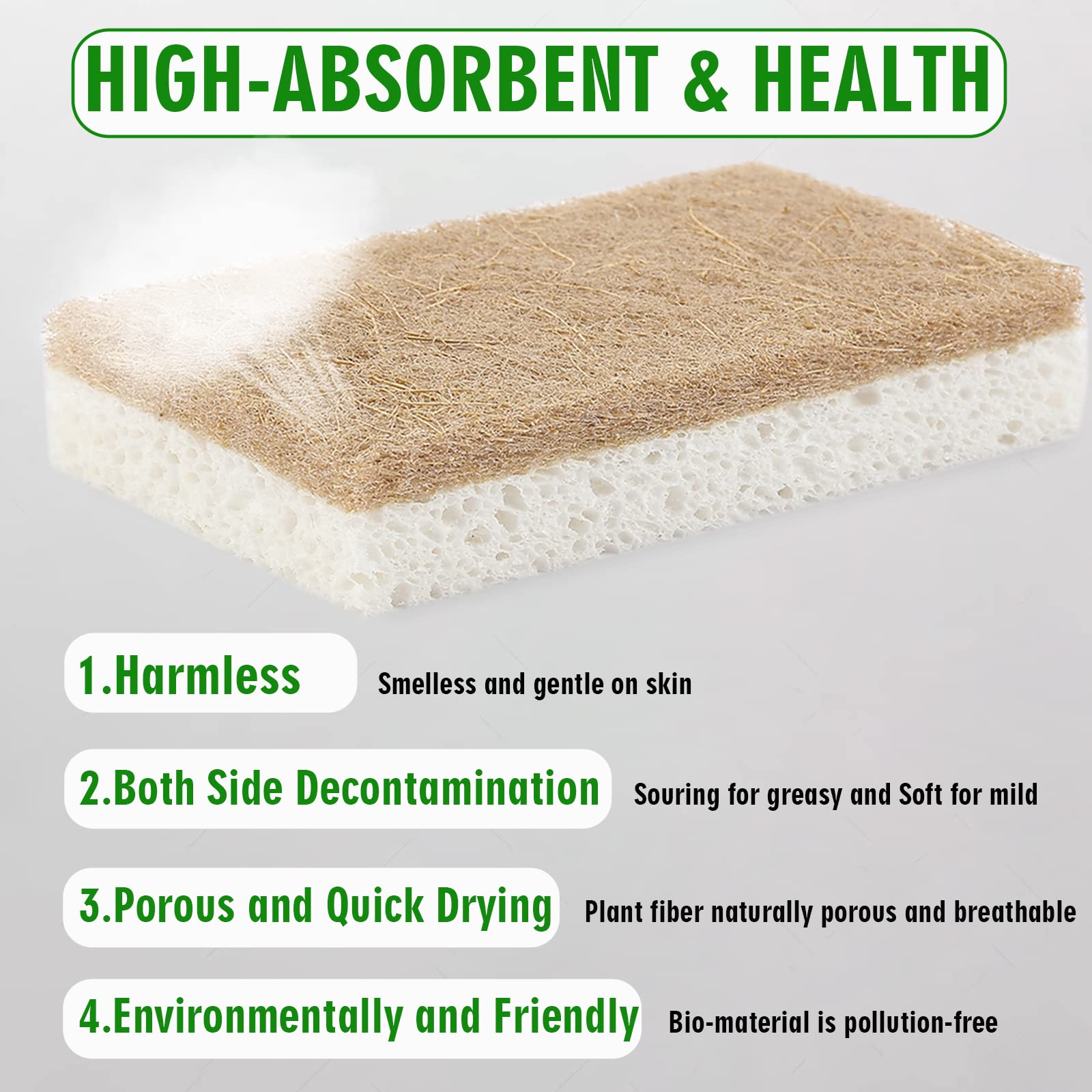 Natural Kitchen Sponge (6 Pack) for Cleaning Dish, Glass, Ceramic ...
