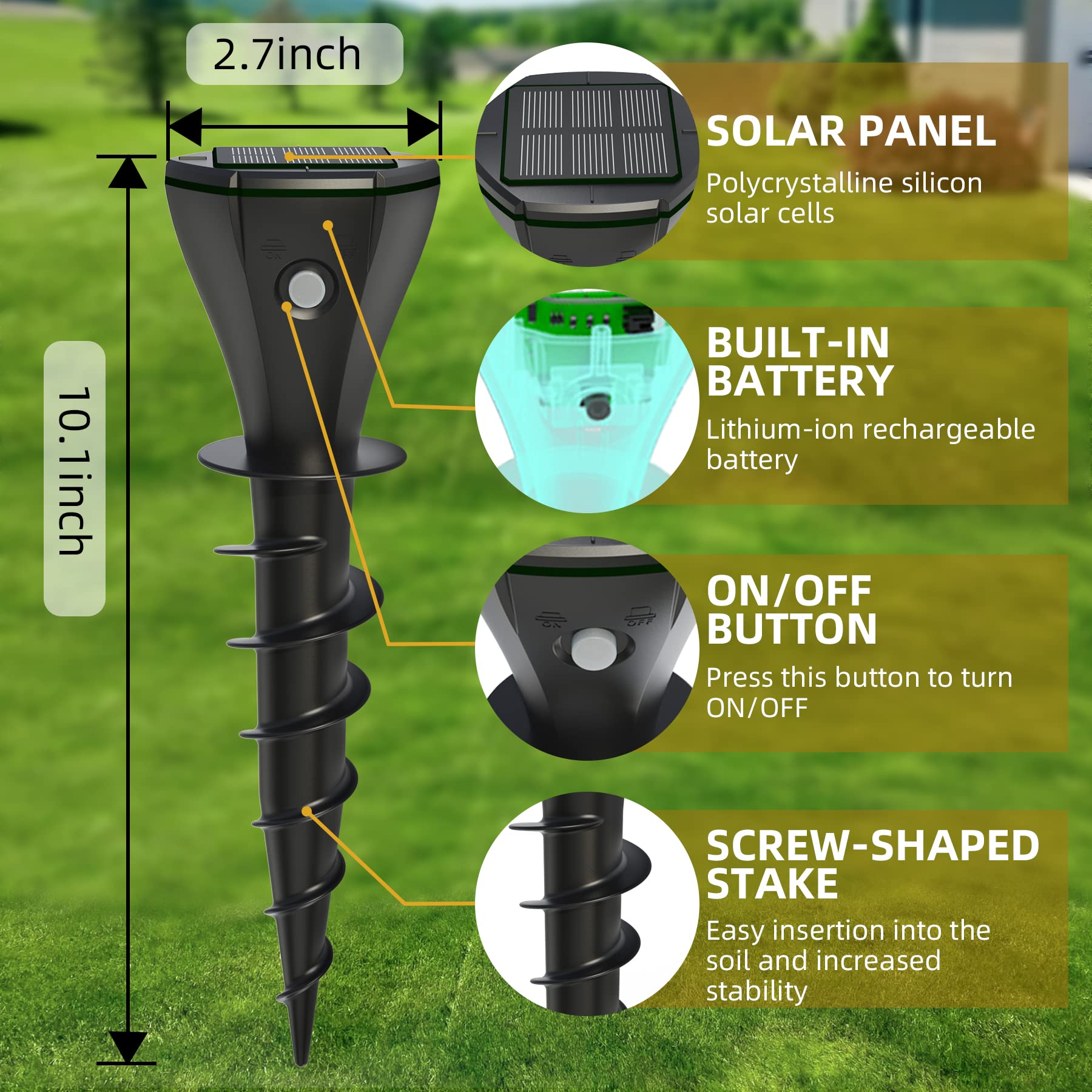 Solar Powered Mole Repellent For Lawns, Screw Shaped Snake Repellent ...