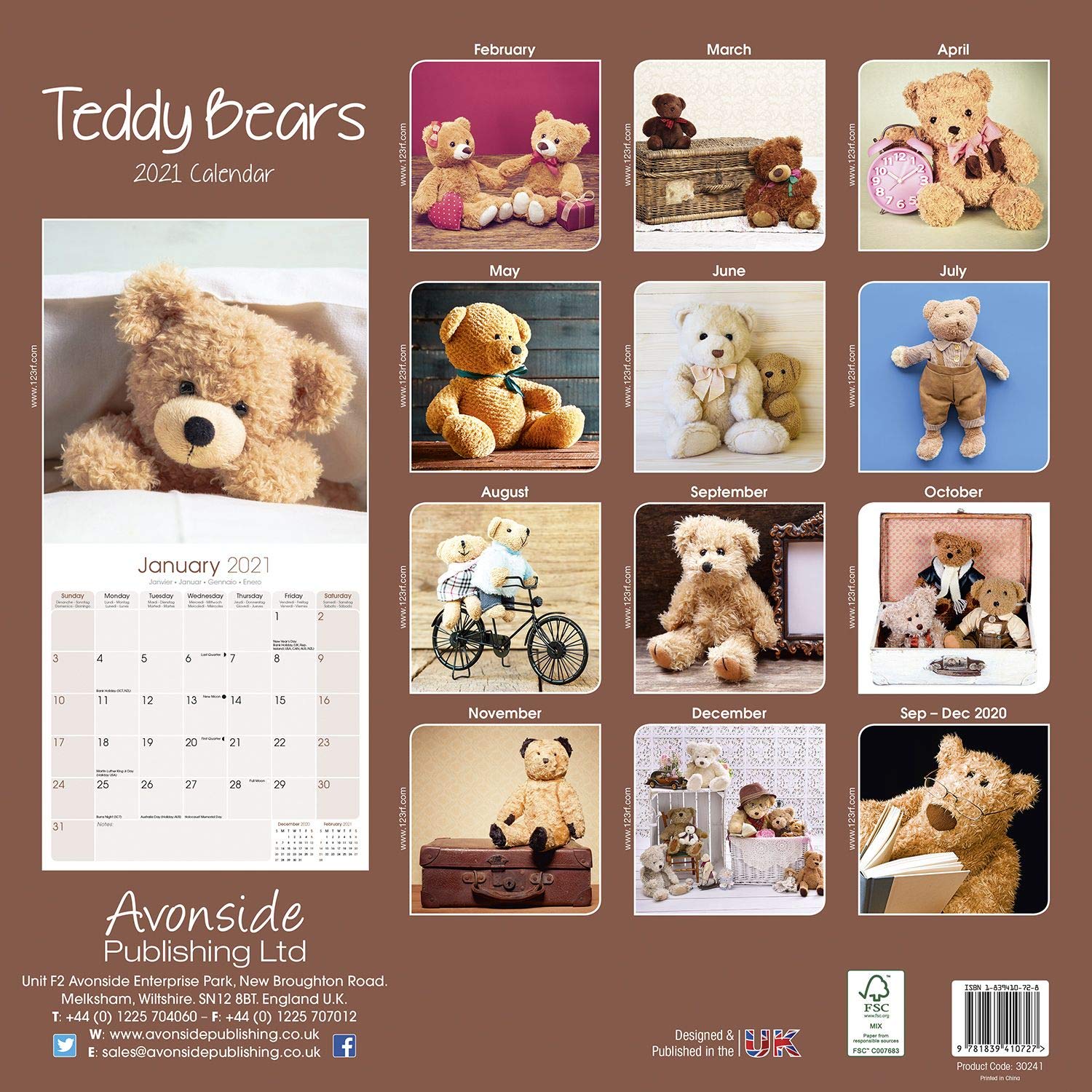 Teddy Bear Calendar - Calendars 2020 - 2021 Wall Calendars - Doll ...