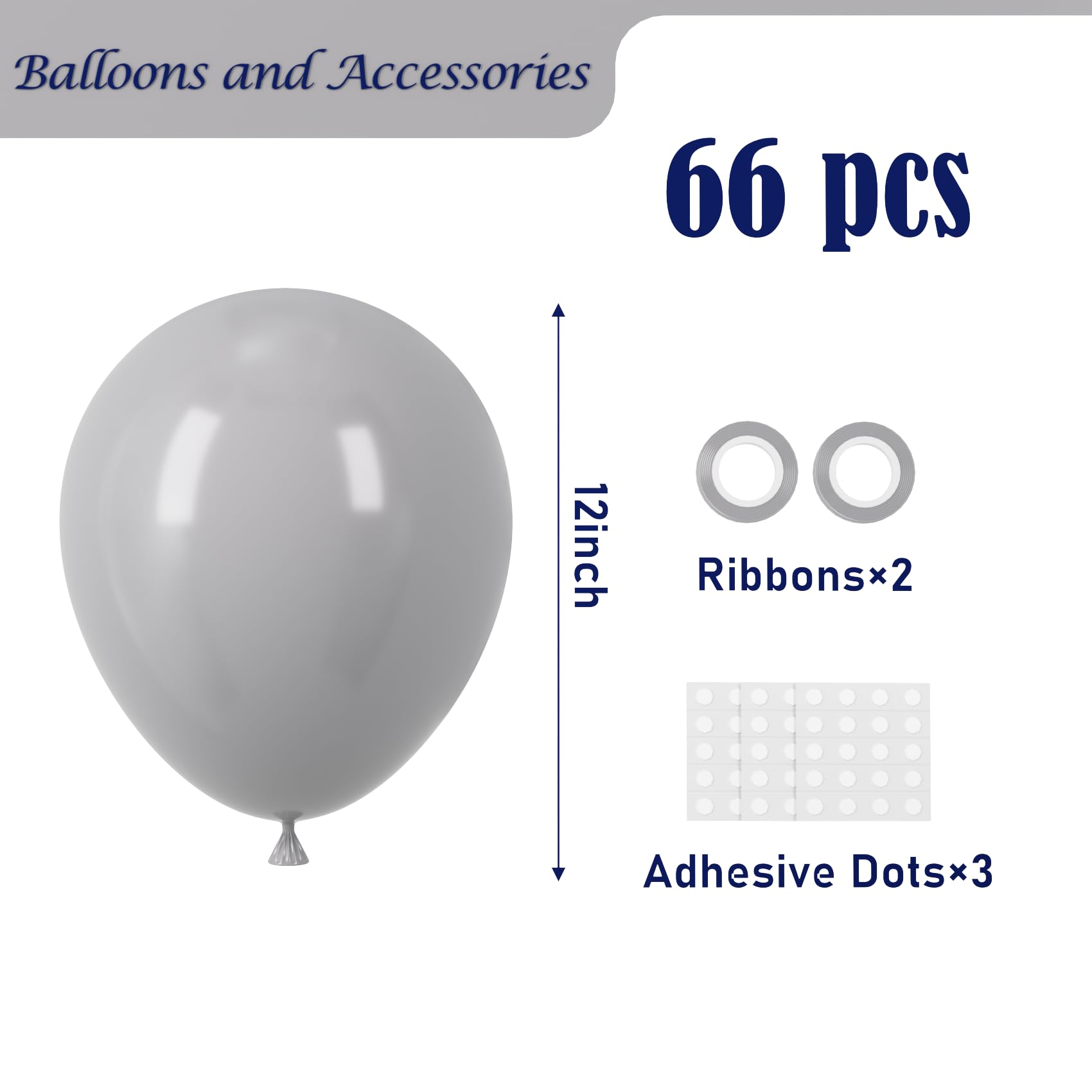 Voircoloria Gray Balloons, 66pack 12inch Grey Latex Party Balloons for ...