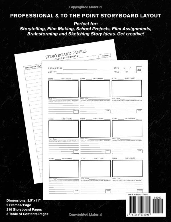 Blank Storyboard: Notebook Sketchbook Template Panel Pages for ...