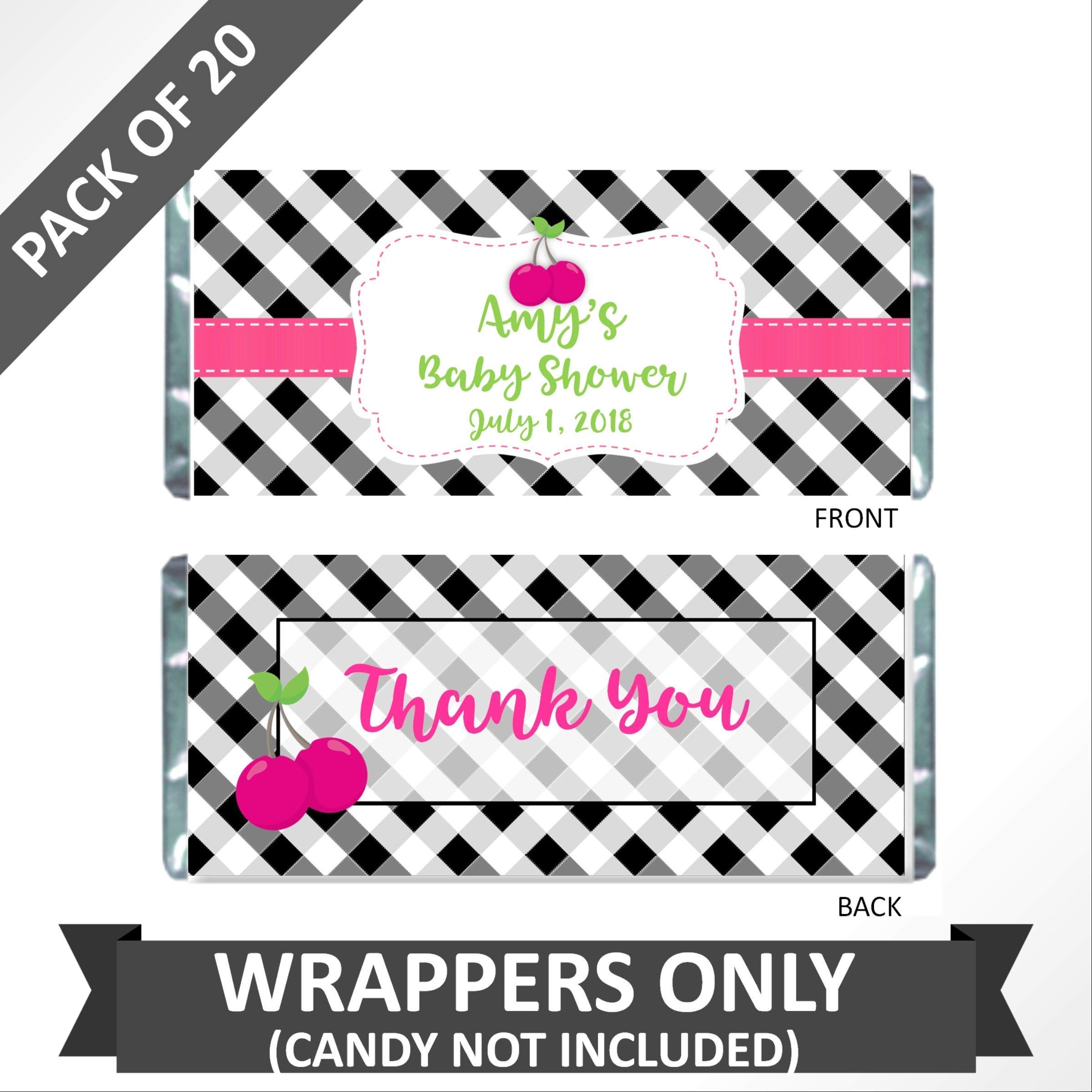 Personalized Candy Wrappers, Cherry Theme Party Favors, Pack of 20 ...
